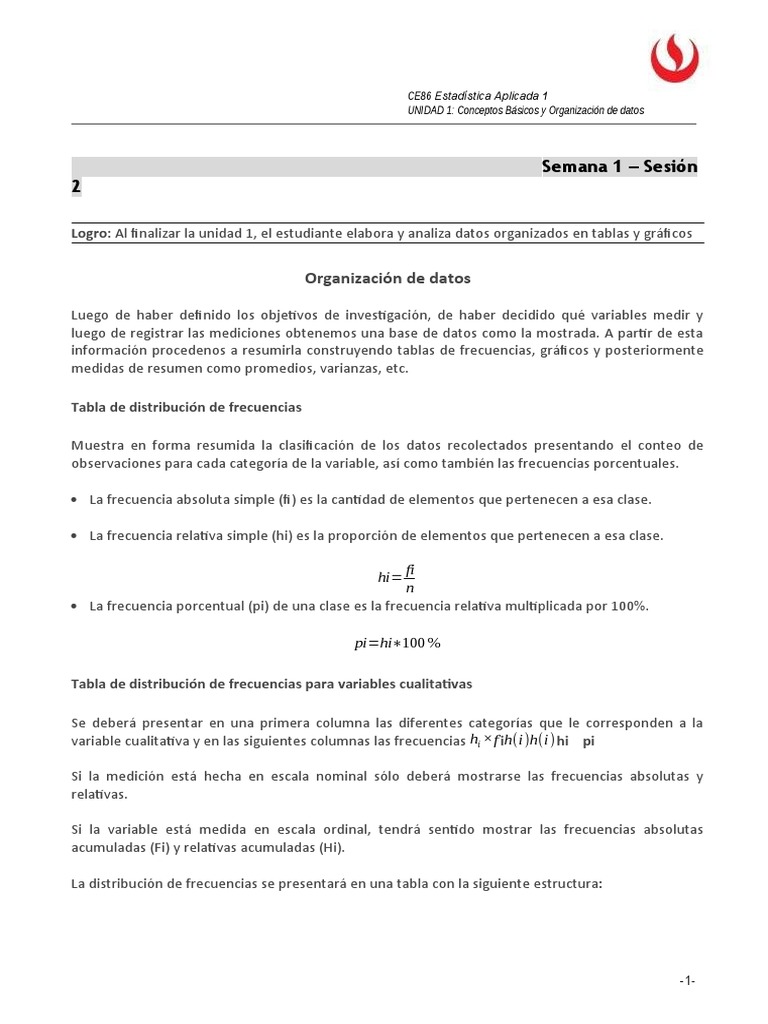 CE86 - 2022 - 01 - Semana 01 - Sesión 02 | PDF | Microsoft Excel | Estadísticas