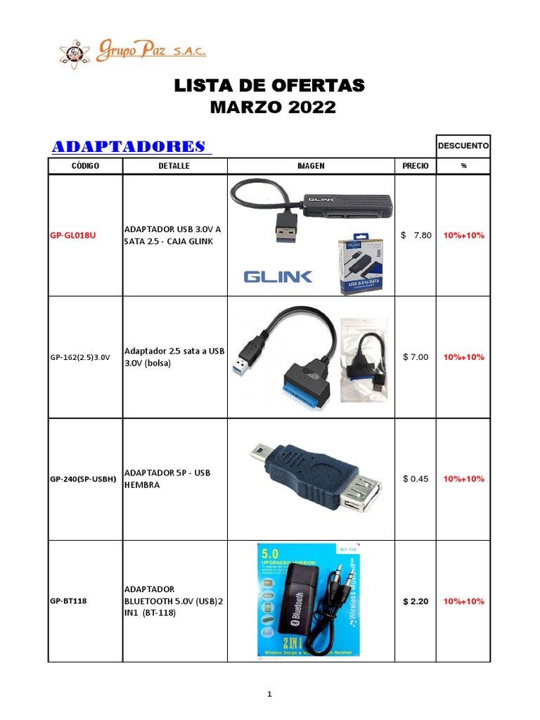 Lista de Ofertas Marzo 2022 | PDF | USB | Altoparlante