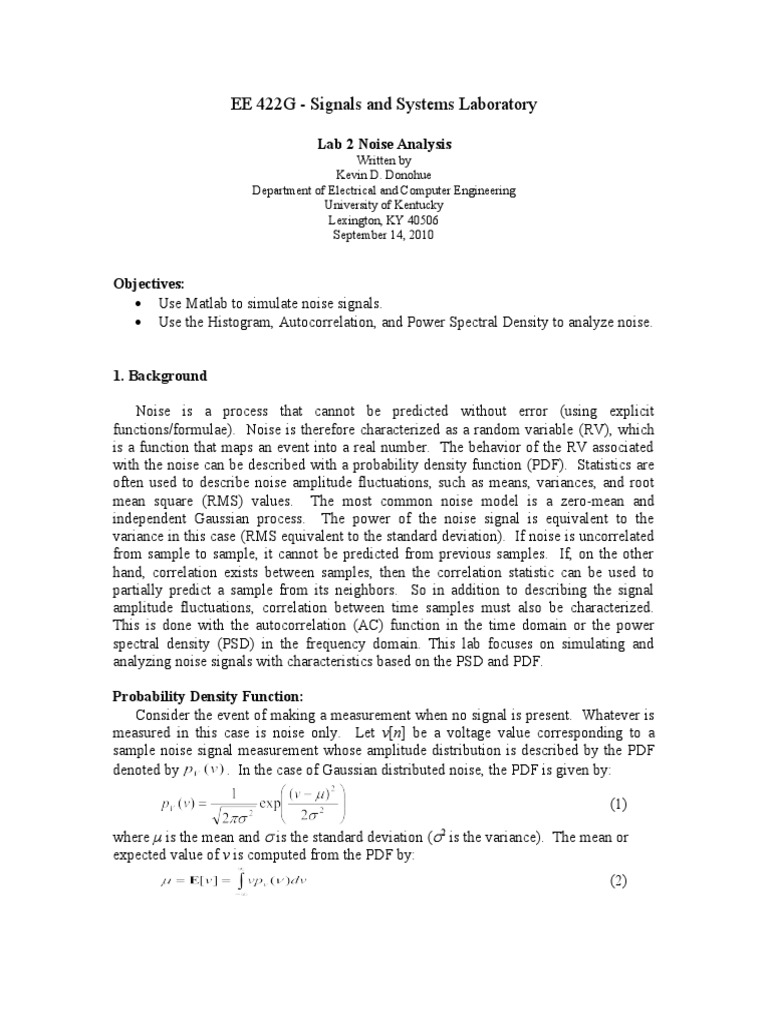 Lab2 EE422 | PDF | Spectral Density | Normal Distribution