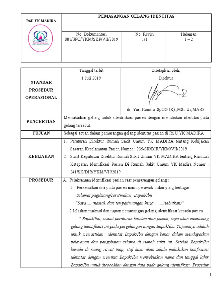 SKP 1 - Spo Pemasangan Gelang | PDF