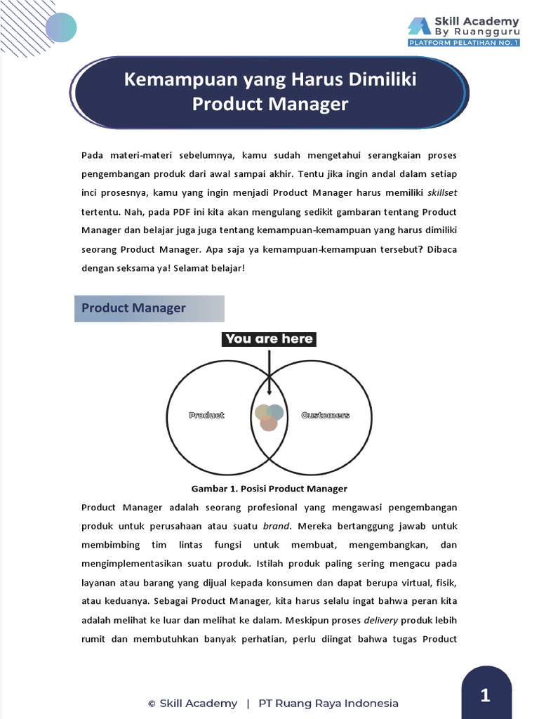 Kemampuan Yang Harus Dimiliki Product Manager | PDF