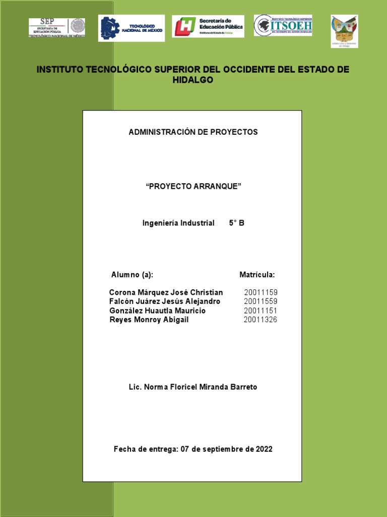 Arranque de Proyecto | PDF | Aspiradora | Salón de clases