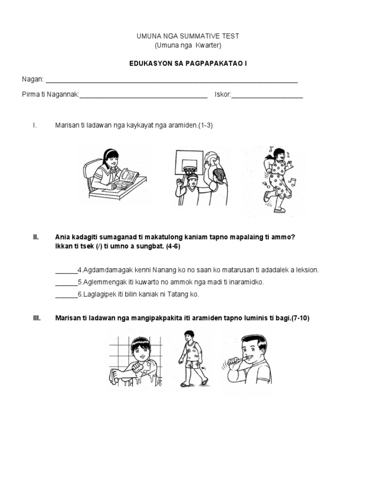 1st Summative Test Esp 1 | PDF