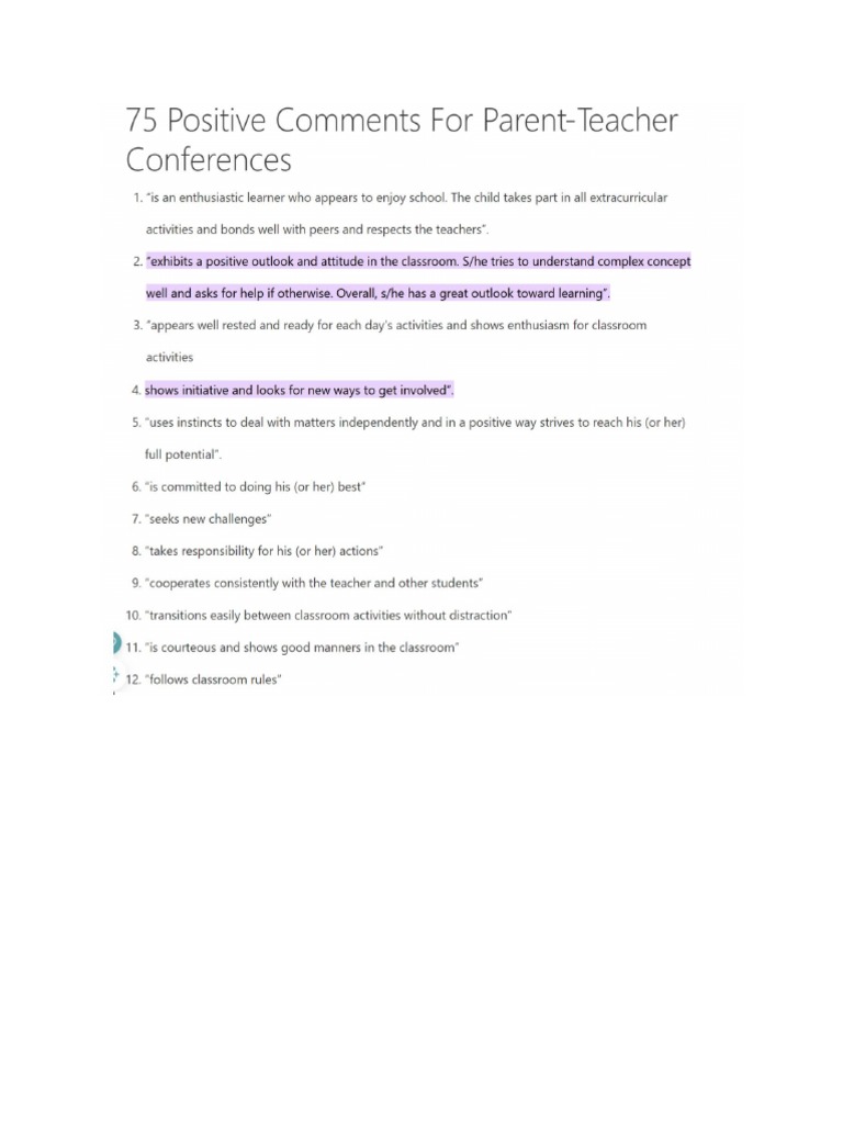 Parent Teacher Conference Sayings | PDF