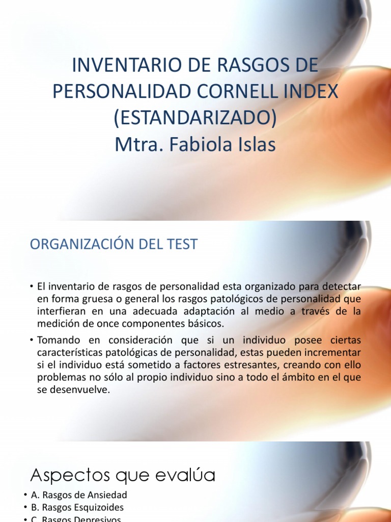 Análisis del Inventario de Rasgos de Personalidad Cornell Index: una ...