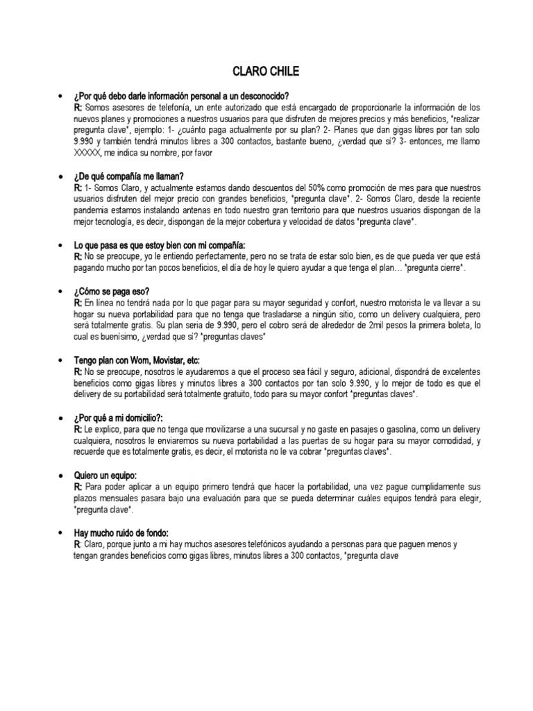 Manual de Objeciones Claro | PDF