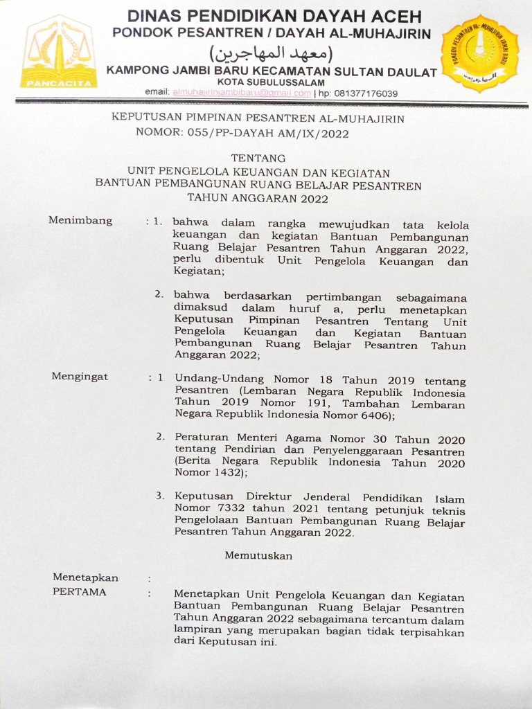 UPK2B Bantuan Ruang Belajar Pesantren | PDF