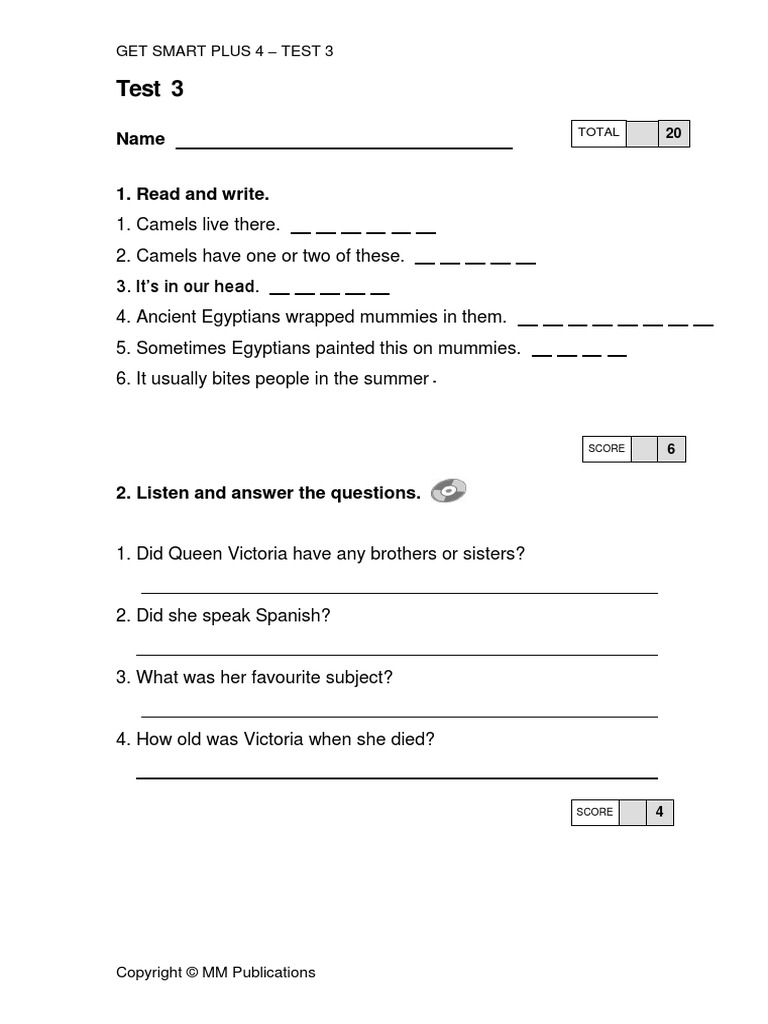 Get Smart Plus 4 - Test 3 | PDF