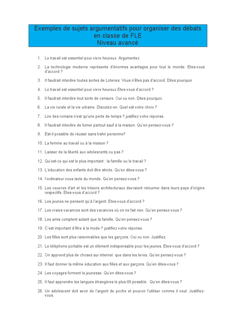 Idée De Débat Pour Ou Contre – Exemples De Questions Pour Débat – MJYUN