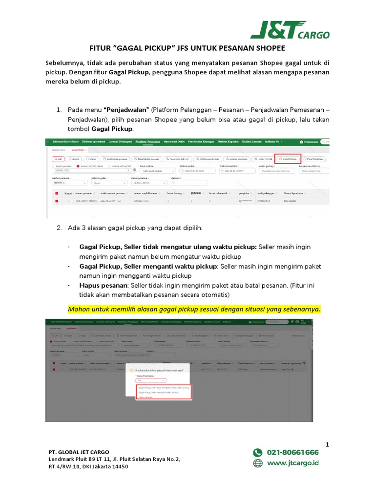 Fitur "Gagal Pickup" Jfs Untuk Pesanan Shopee | PDF