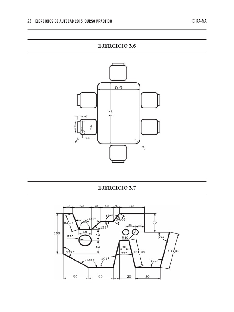 EJERCICIOS-AutoCAD TRABAJO 03 | PDF
