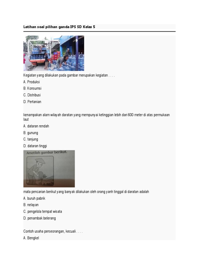 Latihan Soal Pilihan Ganda Ips Sd Kelas 5 Pdf