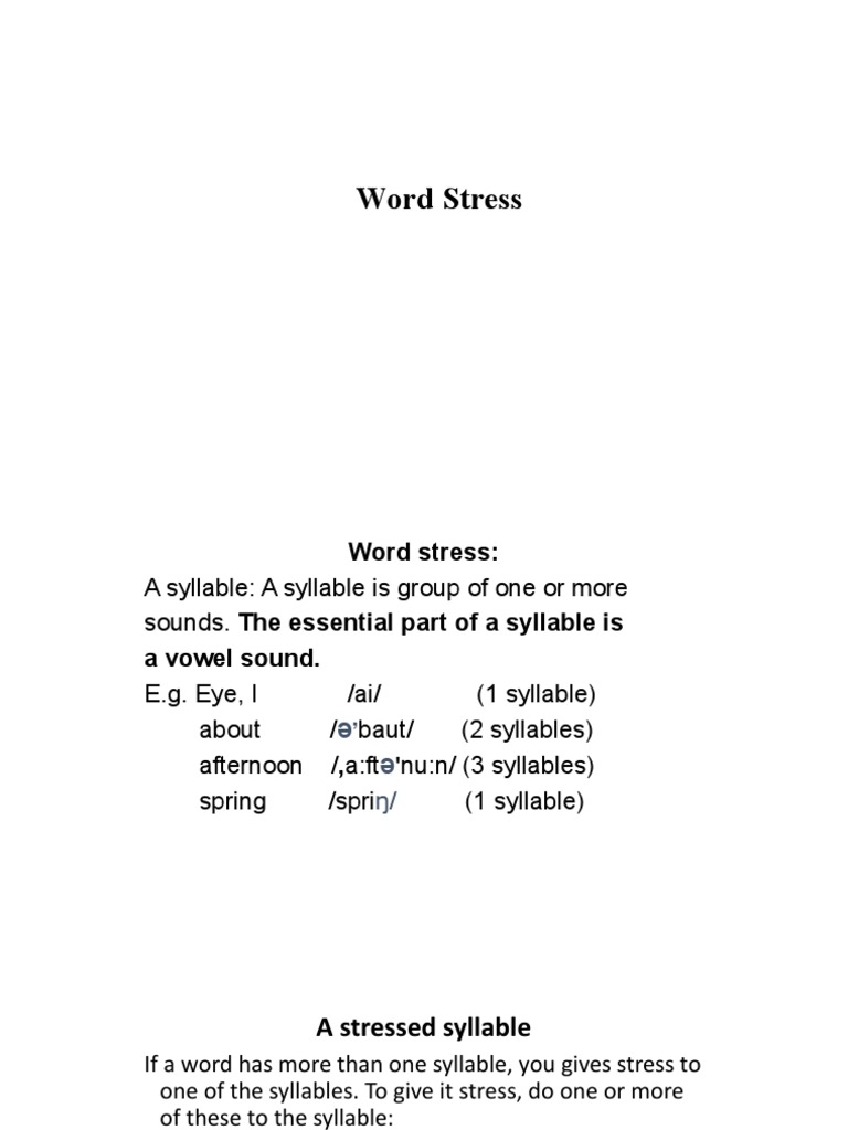 Word Stress | PDF | Language Arts & Discipline