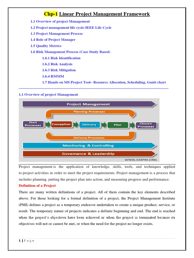 SPM Chp-1 Linear Project Management Framework | PDF | Project Management | Risk