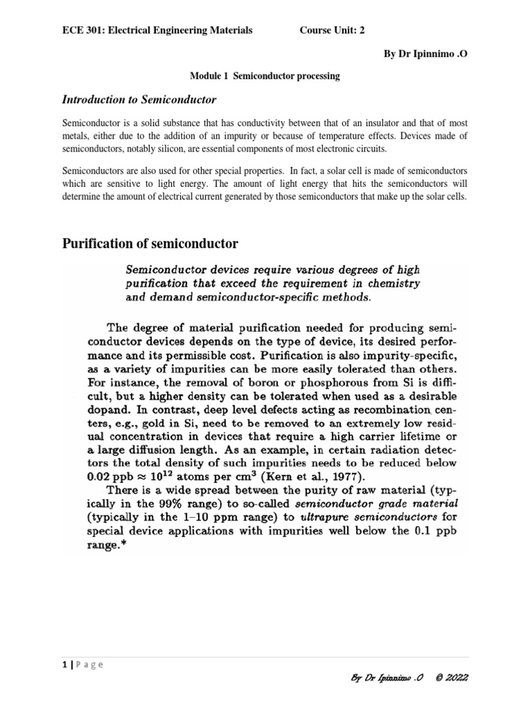 ECE 301 Electrical Engineering Materials 2 | PDF | Semiconductors | Magnetic Field