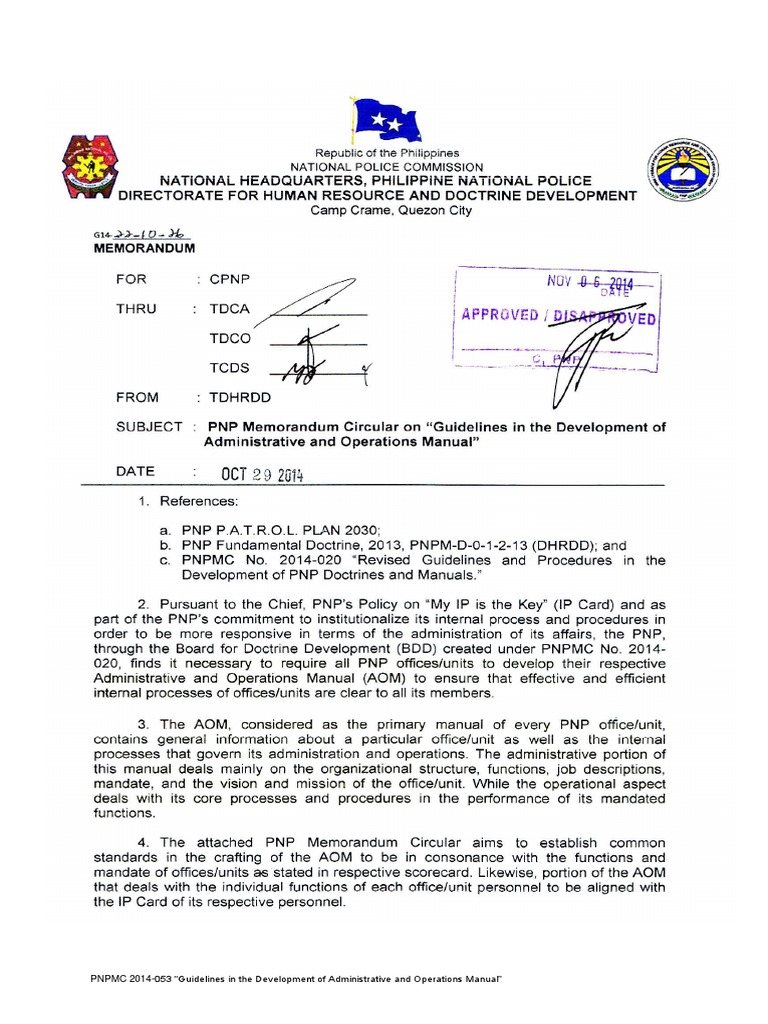 PNP AOM Development Guidelines | PDF | Arial | Justice
