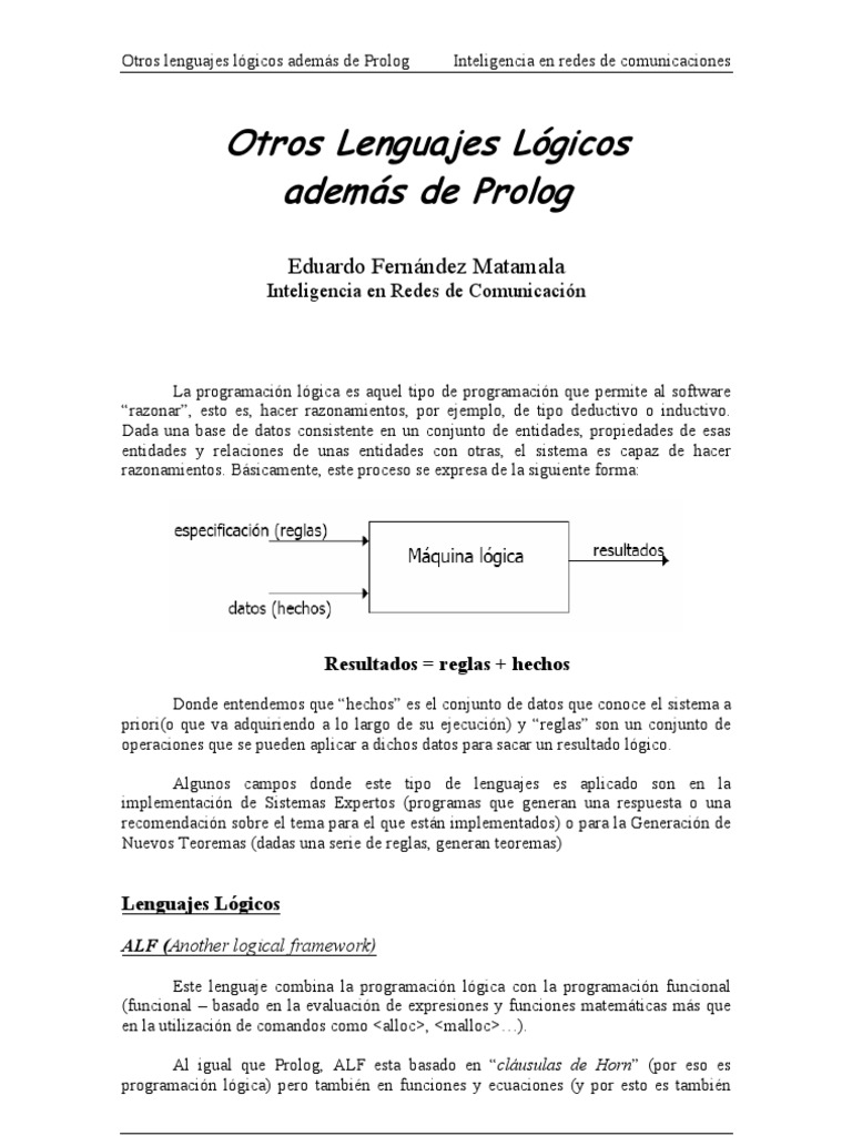 Otros Lenguajes Lógicos | PDF | Lenguaje de programación | Lógica de ...