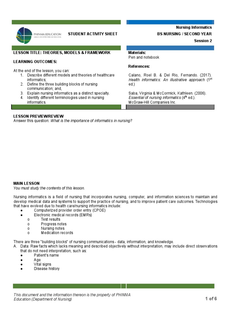 Nursing Informatics Theories & Models | PDF | Health Informatics | System