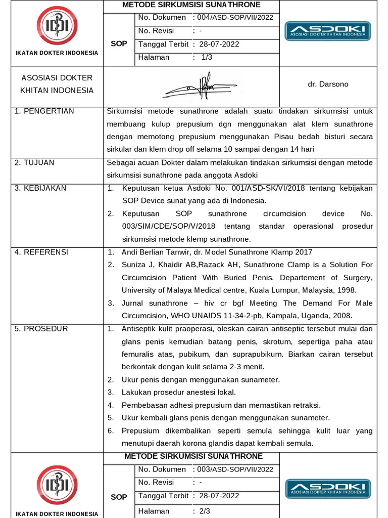 SOP Sirkumsisi Metode Sunathrone | PDF