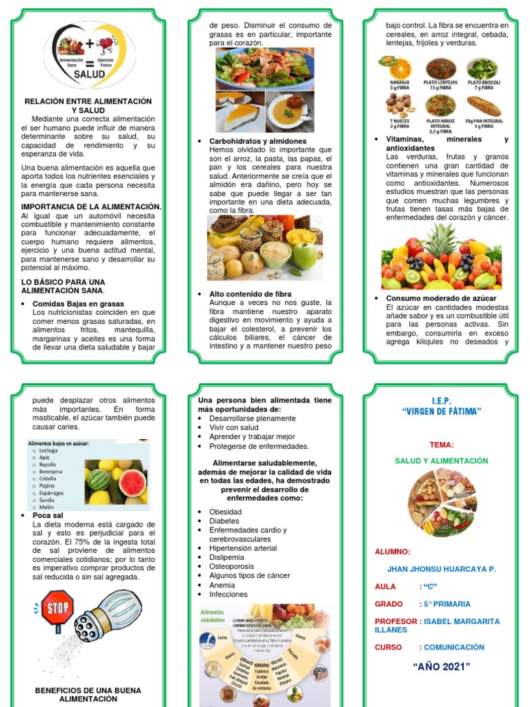 Triptico Alimentacion | PDF | Alimentos | Cereales