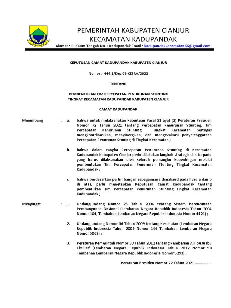 Pembentukan Tim Stunting Kadupandak | PDF | Karier & Perkembangan ...