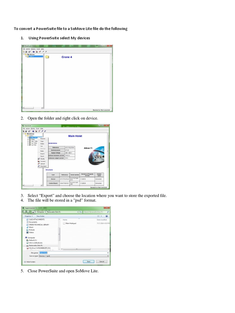 How to convert a PowerSuite file to a SoMove Lite | PDF