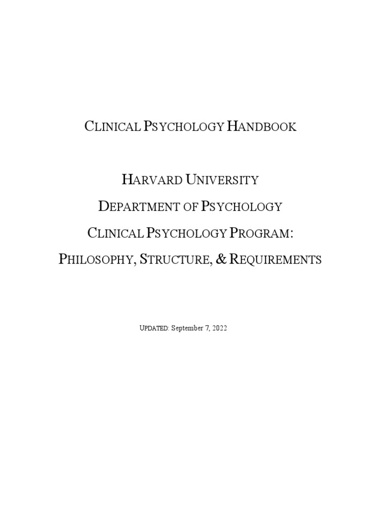Clinical Psychology Handbook Sept 7 2022 | PDF | Psychology | Clinical ...