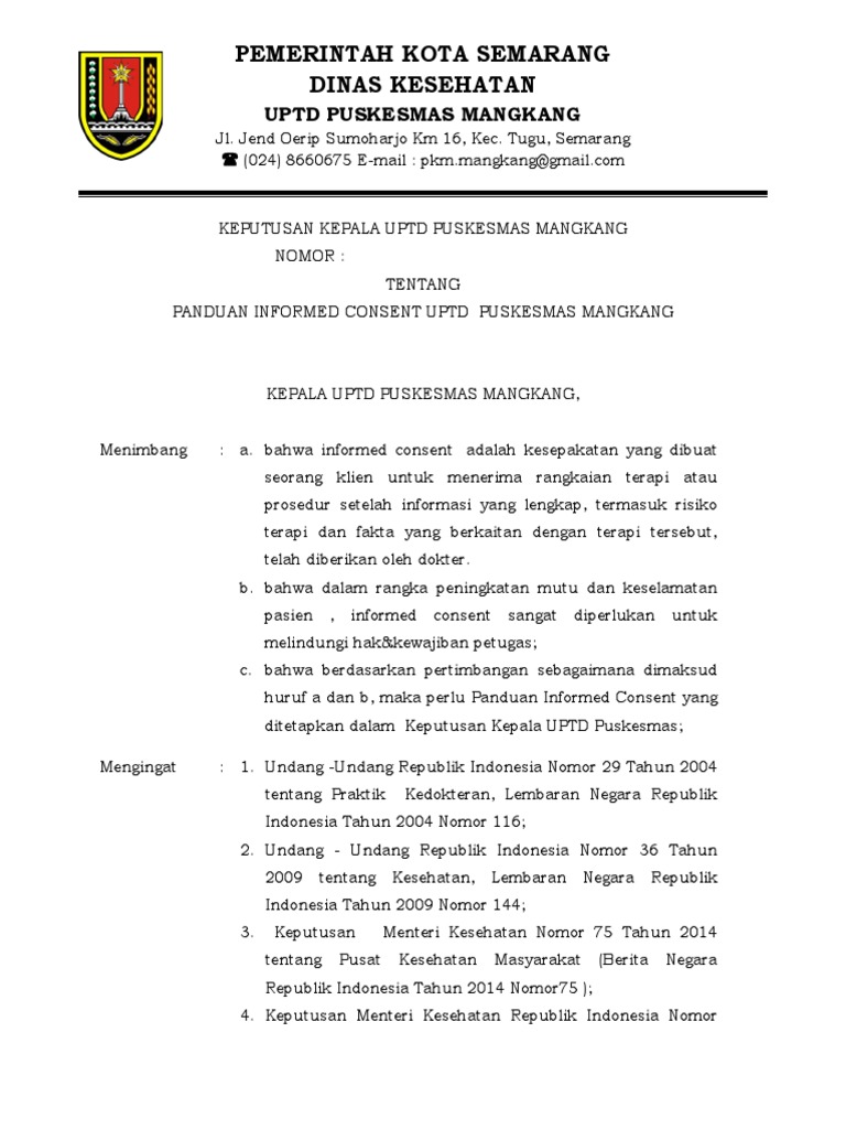 Panduan Informed Consent Puskesmas Mangkang | PDF