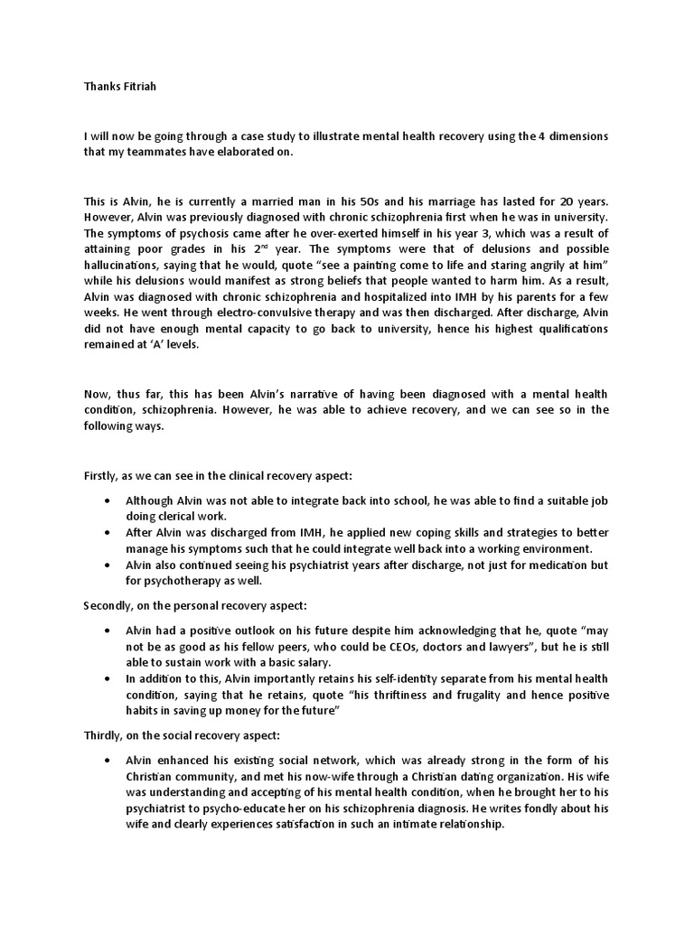 Script For Presentation | PDF | Mental Disorder | Schizophrenia