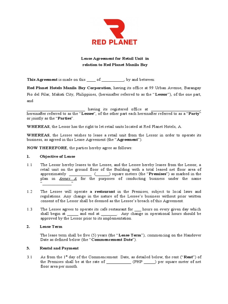 RPH Contracts - Lease Agreement - 2018 Updated | PDF | Lease | Leasehold Estate