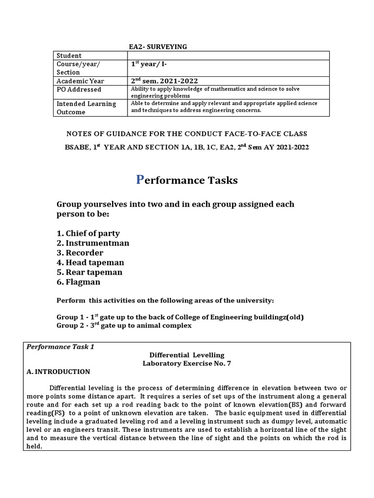 Differential and Profile Leveling Guide | PDF | Surveying | Science