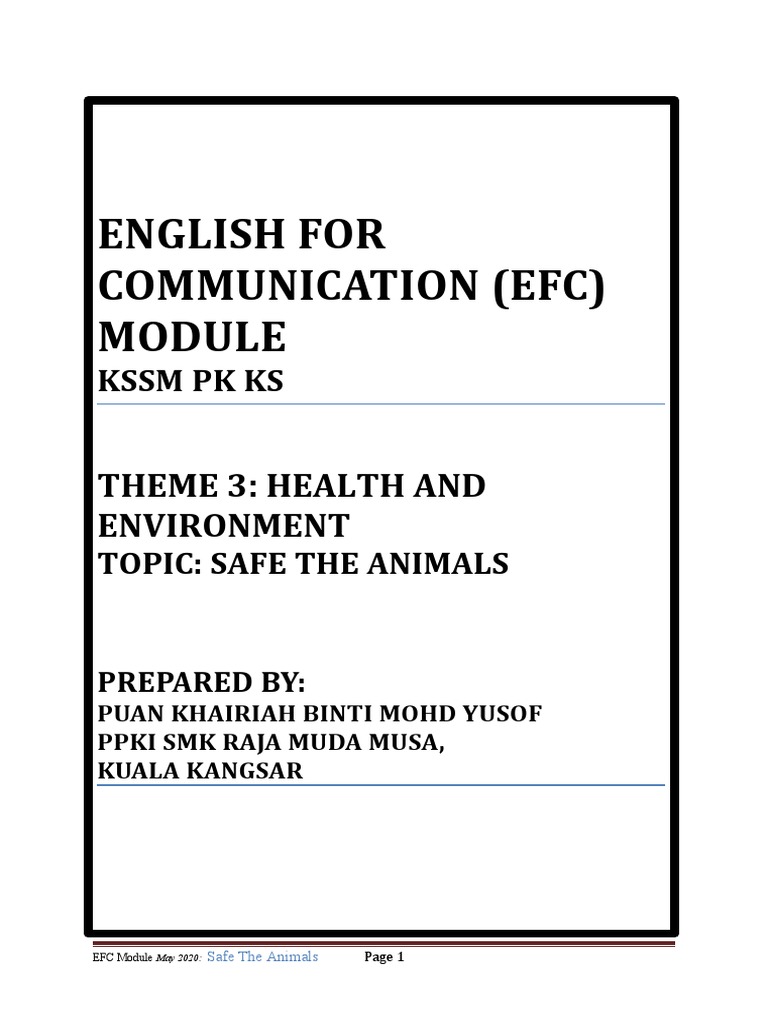 English For Communication Form 3 PKP Module | PDF | Turtle | Sea Turtle