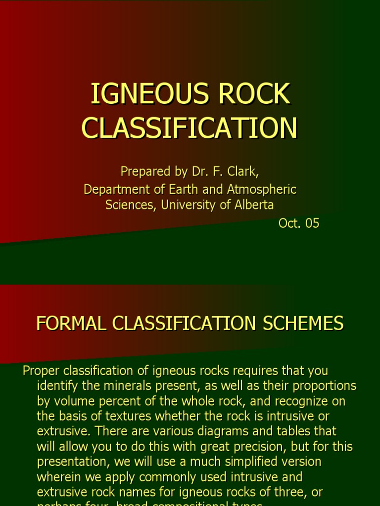 Igneous Rock Classification | PDF | Igneous Rock | Basalt