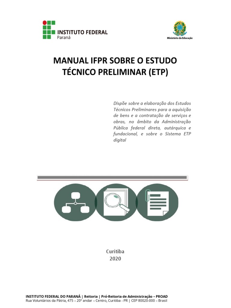 Manual IFPR Sobre o Estudo Técnico Preliminar ETP v. 30.07.2020 | PDF ...