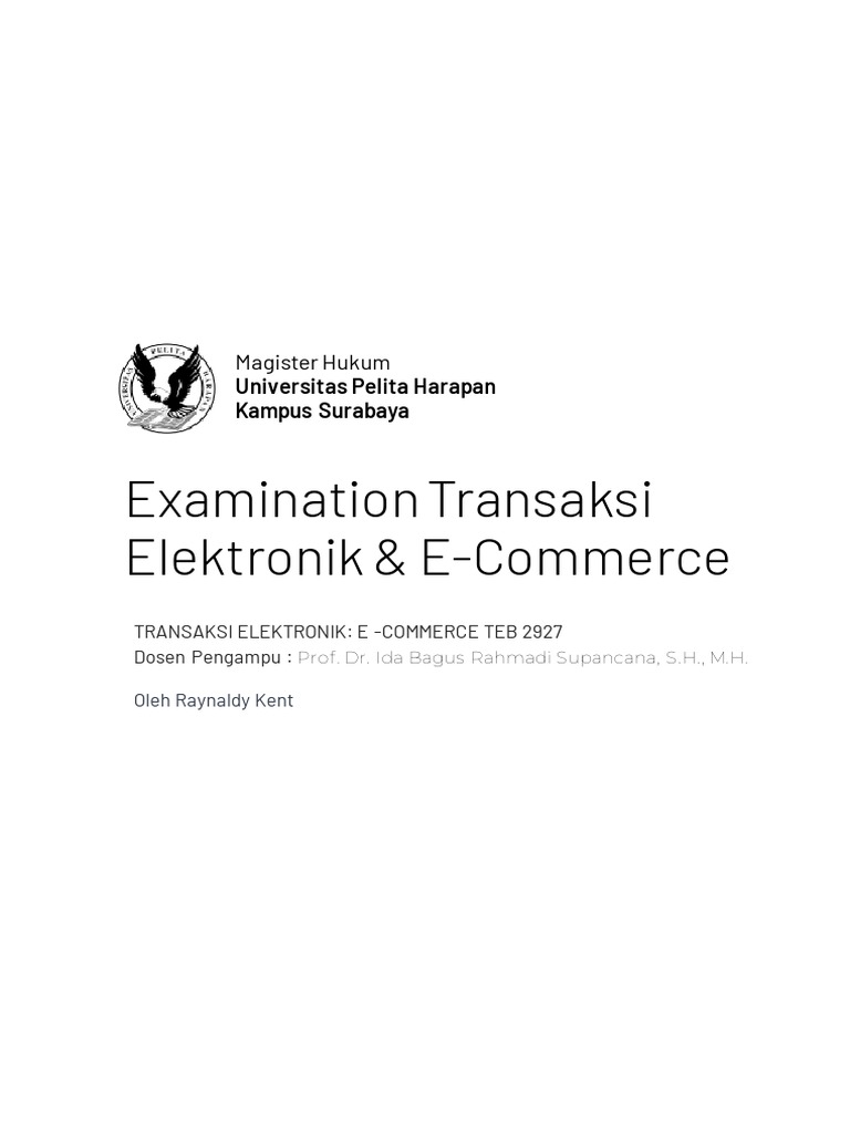 Transaksi Elektronik Dan E-Commerce Examination | PDF