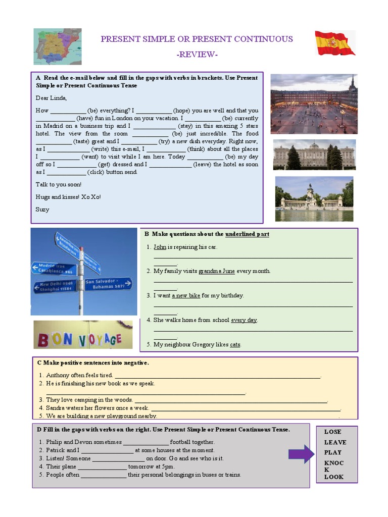 Present Simple Vs Present Continuous Grammar Drills Tests - 133830 ...