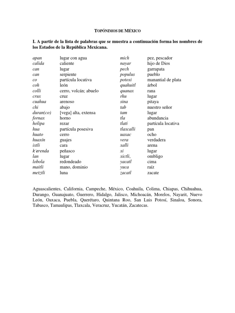 Topónimos México | PDF