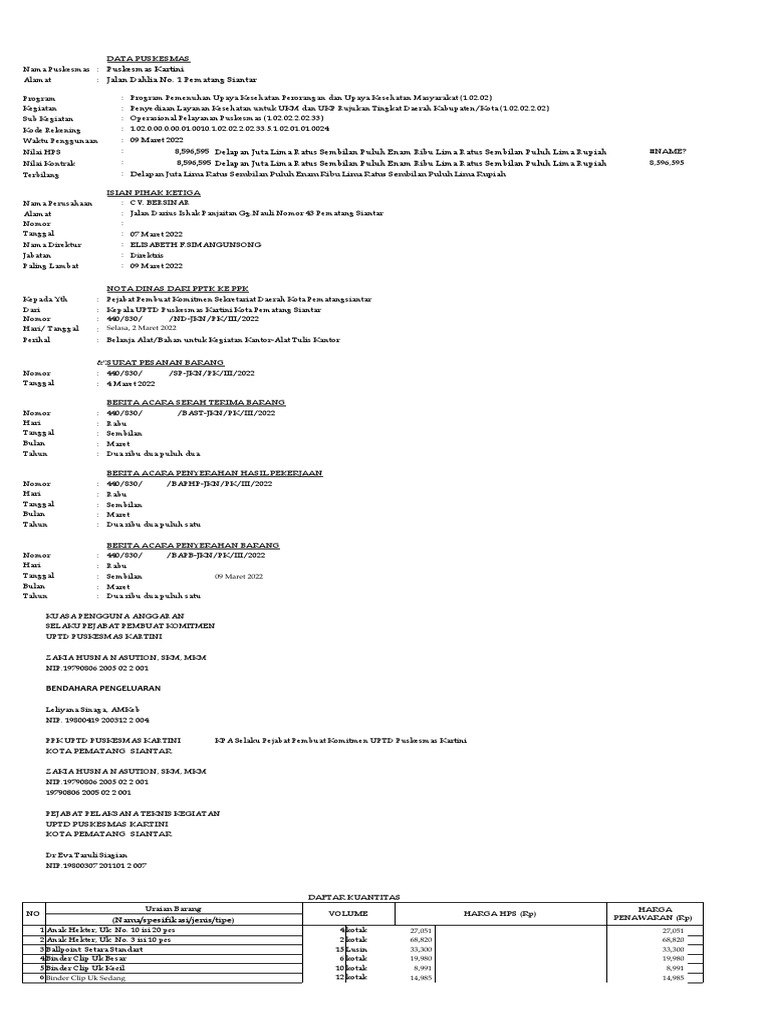 FIX SPJ Bahan Untuk ATK Maret 2022 | PDF