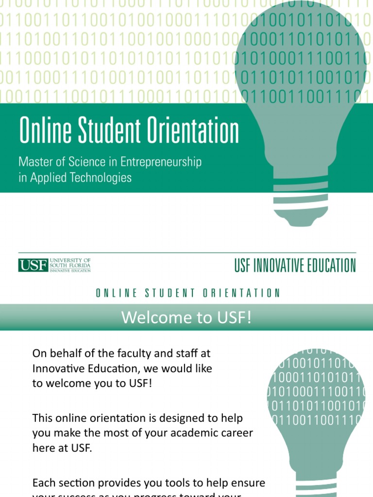 USF Online Orientation Guide | PDF | Educational Technology | Student ...