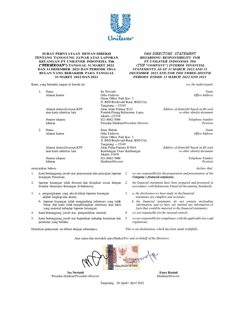 Director Statement Q1 2022 Final | PDF