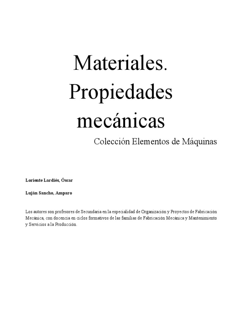 Materiales - Propiedades Mecanicas LIBRO | PDF | Elasticidad (Física) | Estrés (Mecánica)