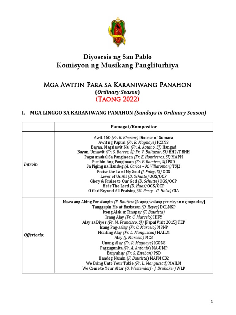 DCLMSanPablo Proper of The Mass Ordinary Time | PDF