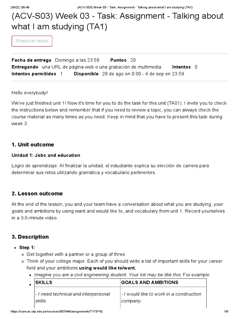 (ACV-S03) Week 03 - Task - Assignment - Talking About What I Am ...
