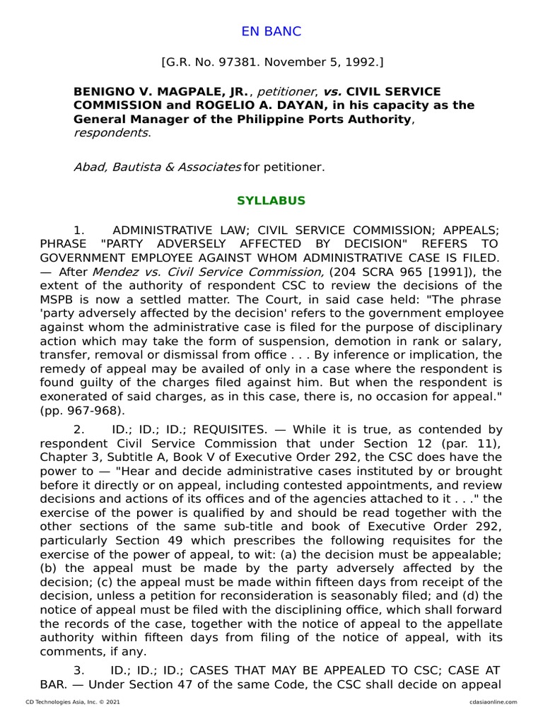 11 Magpale - Jr. - v. - Civil - Service - Commission | PDF | Appeal ...