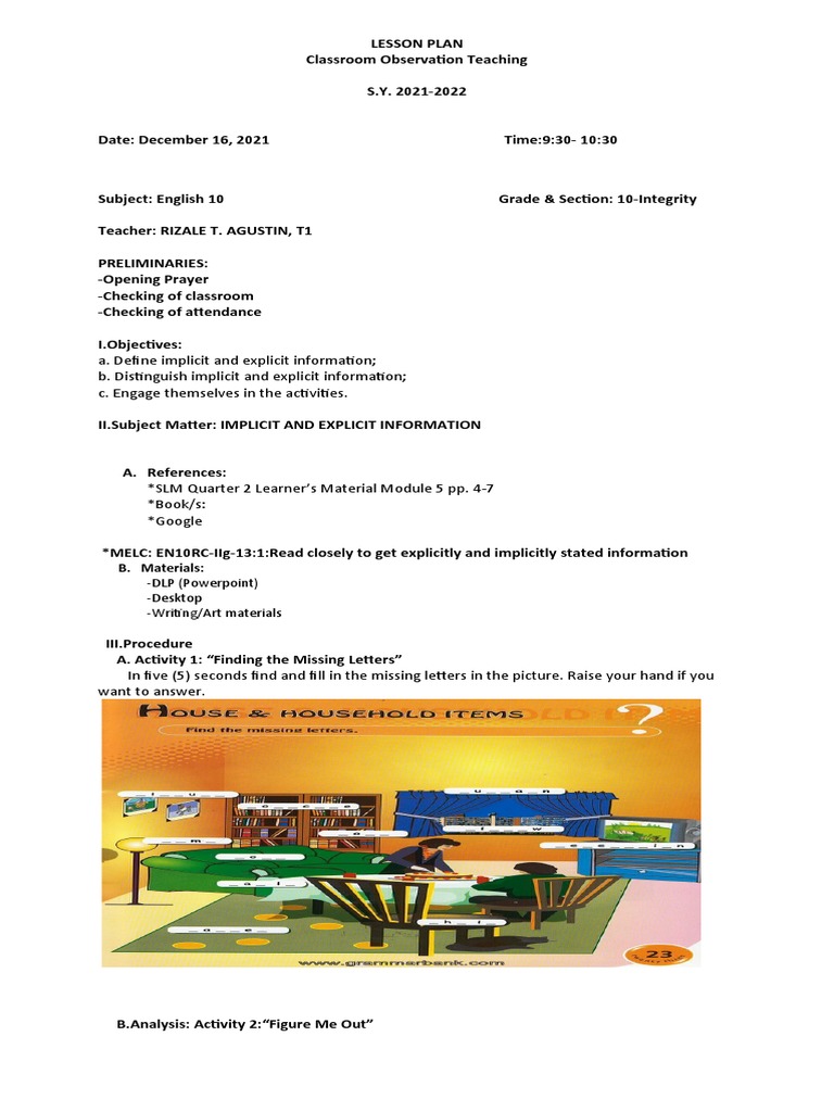 LESSON PLAN 4 2ndCOT FINAL2021-2022 | PDF