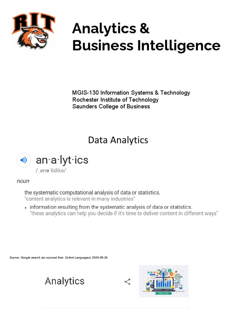 W05-3 Analytics & BI (Slideshow) v2022.1 | PDF | Business Intelligence | Analytics