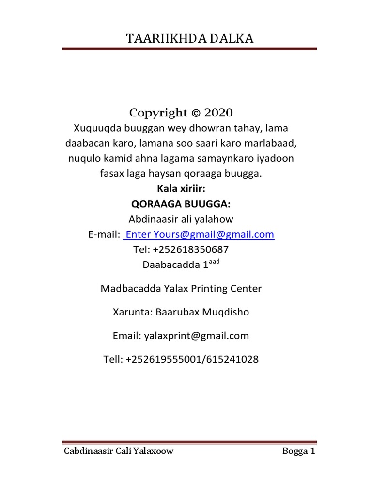 TAARIIKHDA-DALKA-SOOMAALIYA | PDF