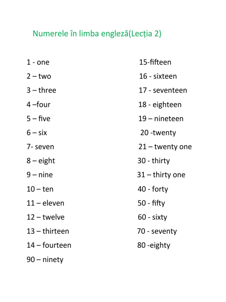Numerele În Limba Engleză | PDF
