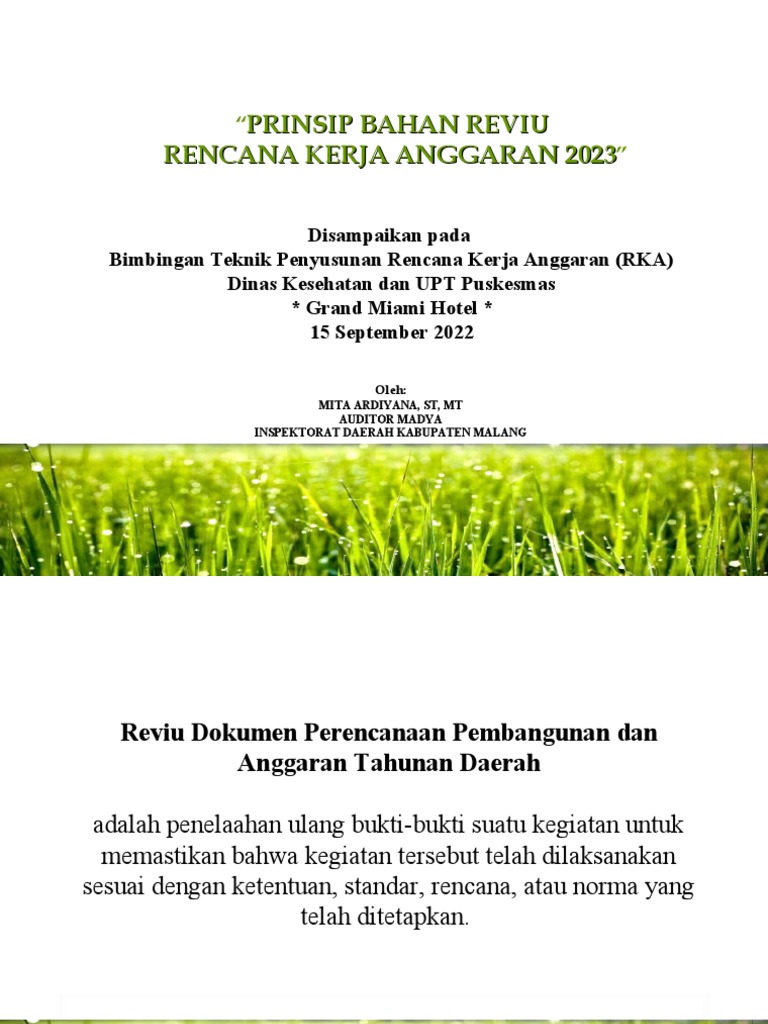 Inspektorat - 1. Prinsip Bahan Reviu RKA 2023 | PDF