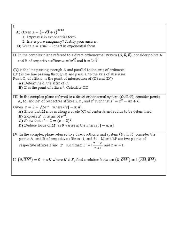 Complex Numbers Exponential Forms Lines And Circles In The Complex